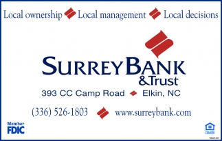 Local Ownership - Local Management - Local Decisions, Surrey Bank & Trust